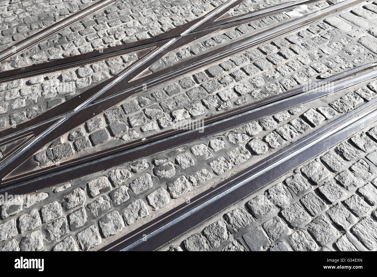 Tram tram railway railway tram cobble stone hi-res stock photography ...