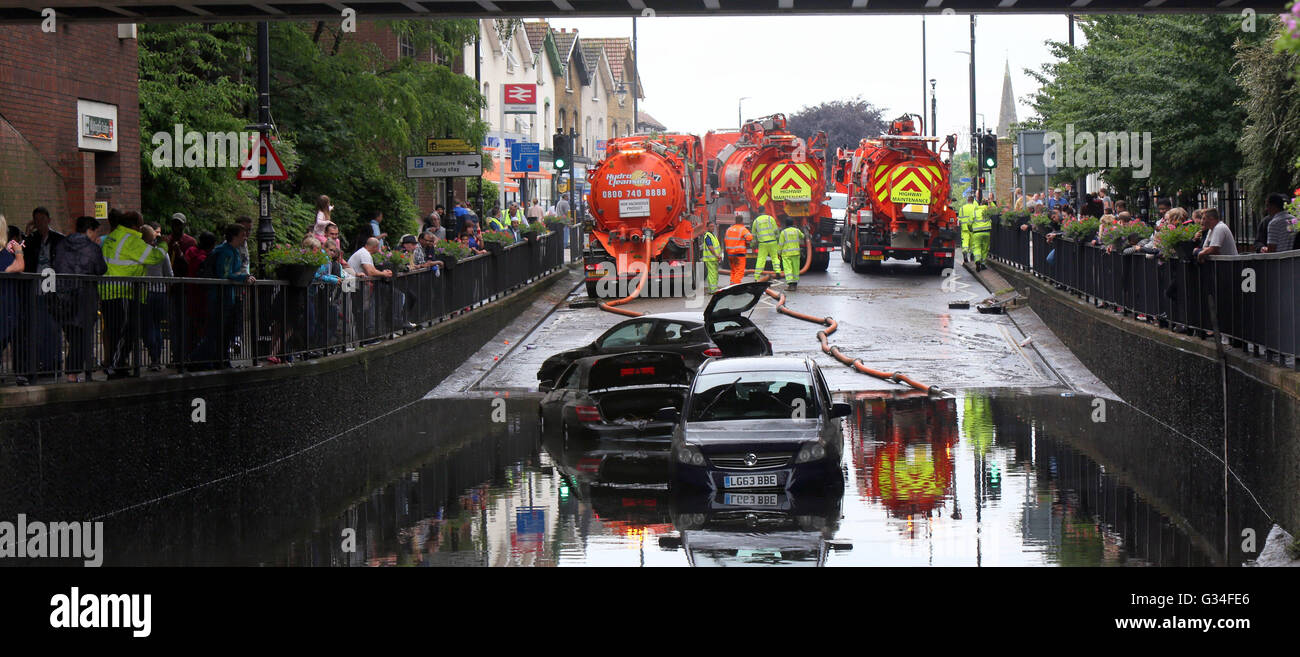 Wallington, Surrey, UK. 7th June 2016. Three people were trapped in ...