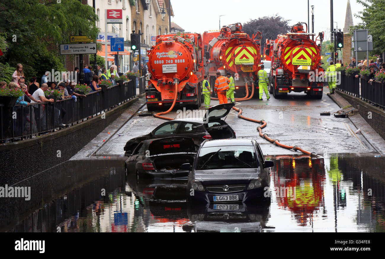 Wallington, Surrey, UK. 7th June 2016. Three people were trapped in ...