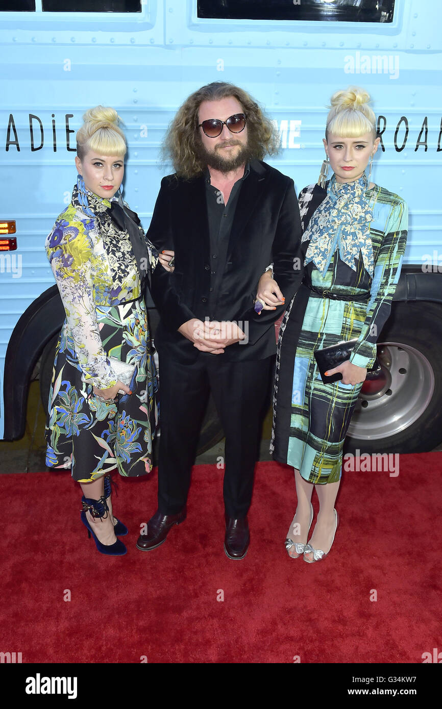 Jess Wolfe, Jim James and Holly Laessig attend the premiere for Showtime's 'Roadies' at Theatre ...
