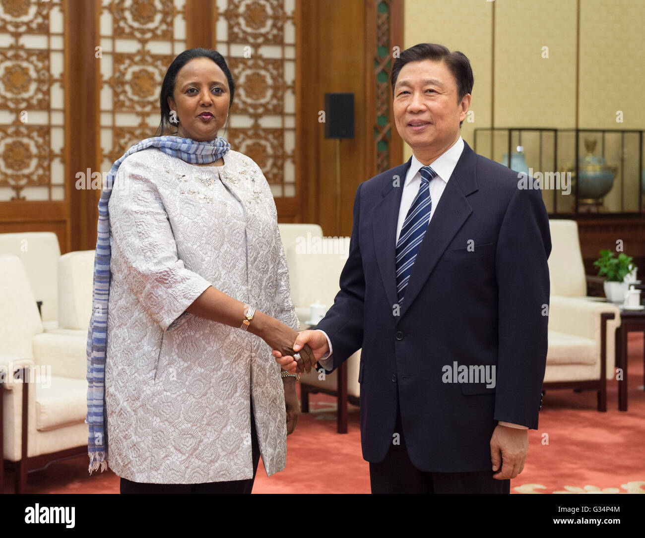 Beijing, China. 8th June, 2016. Chinese Vice President Li Yuanchao (R ...