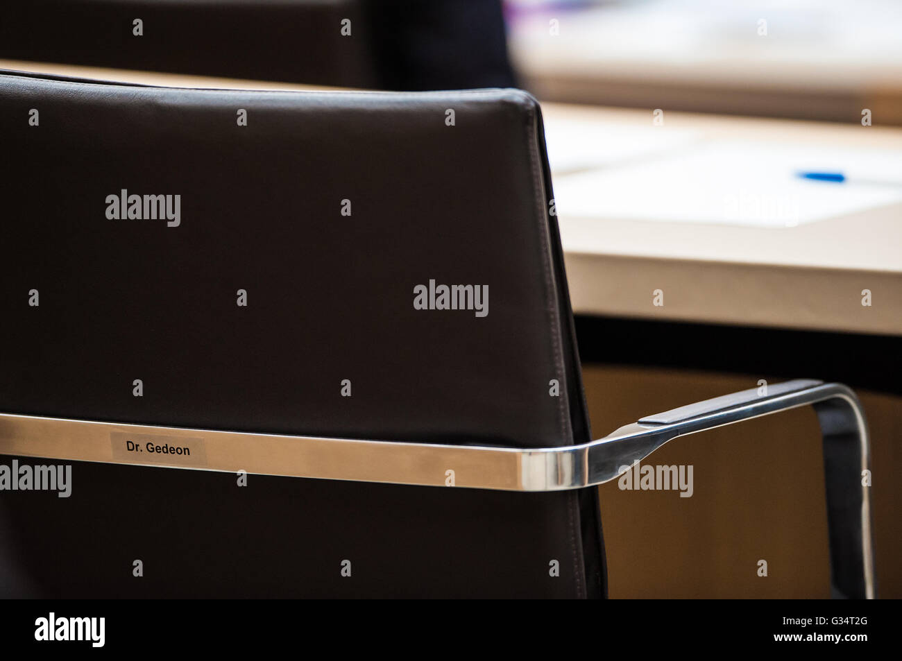 Stuttgart, Germany. 08th June, 2016. The empty chair of Wolfgang Gedeon ...