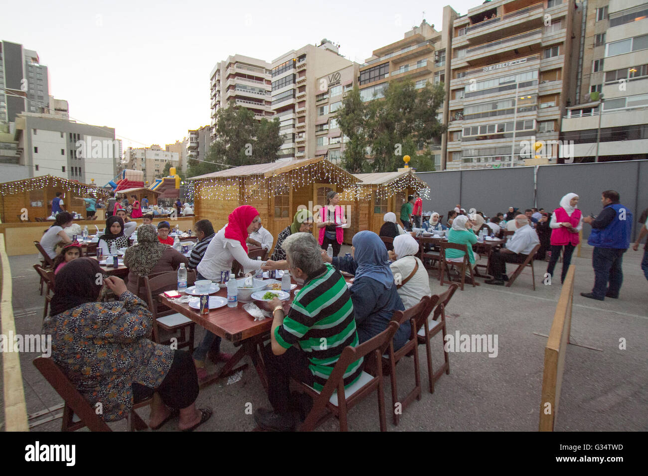 Beirut Lebanon. 8th June 2016. Devout Muslim families prepare to end ...