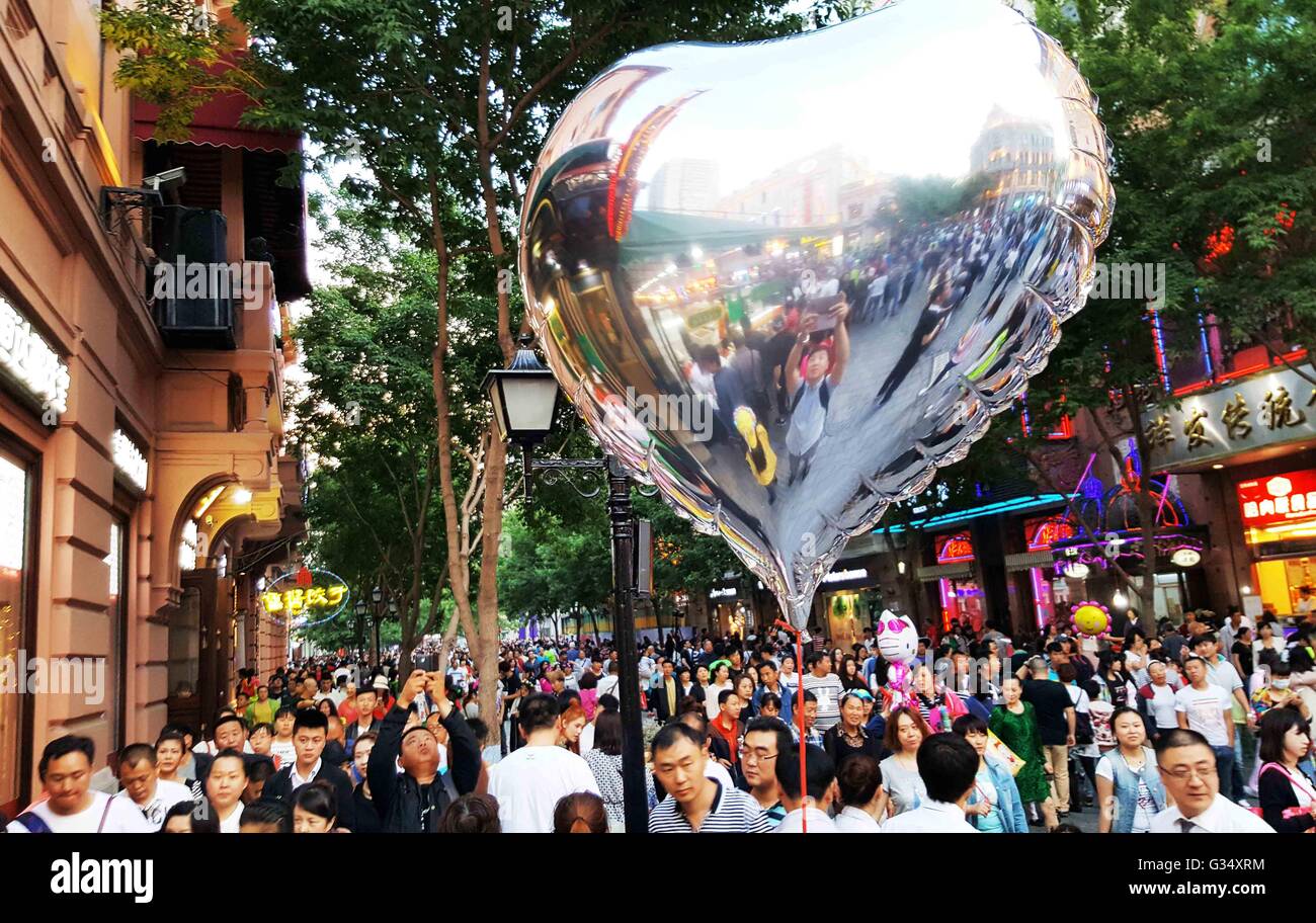 Harbin. 8th June, 2016. Photo taken by a phone shows citizens and ...