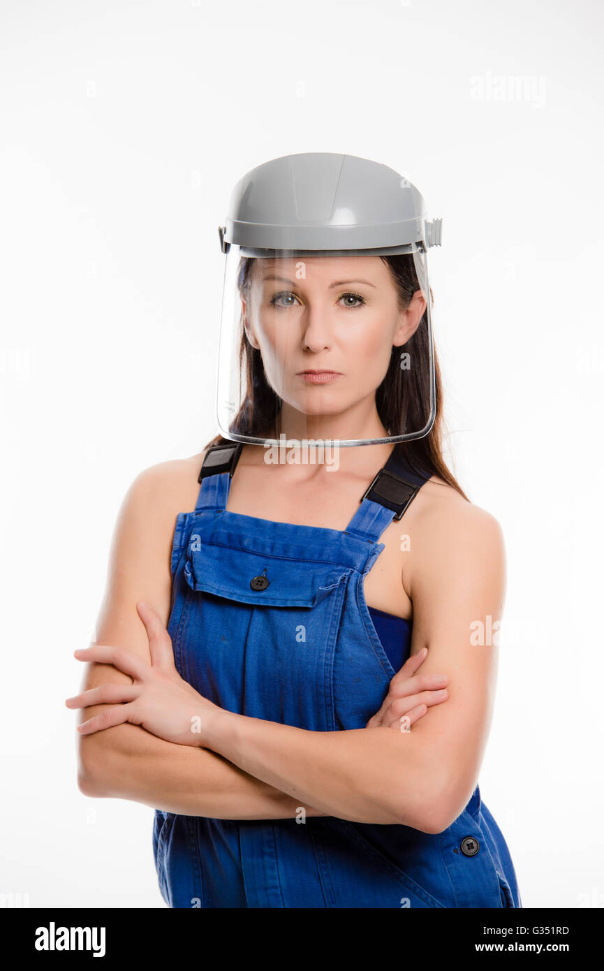 Construction wearing blue overall helmet hi-res stock photography and ...