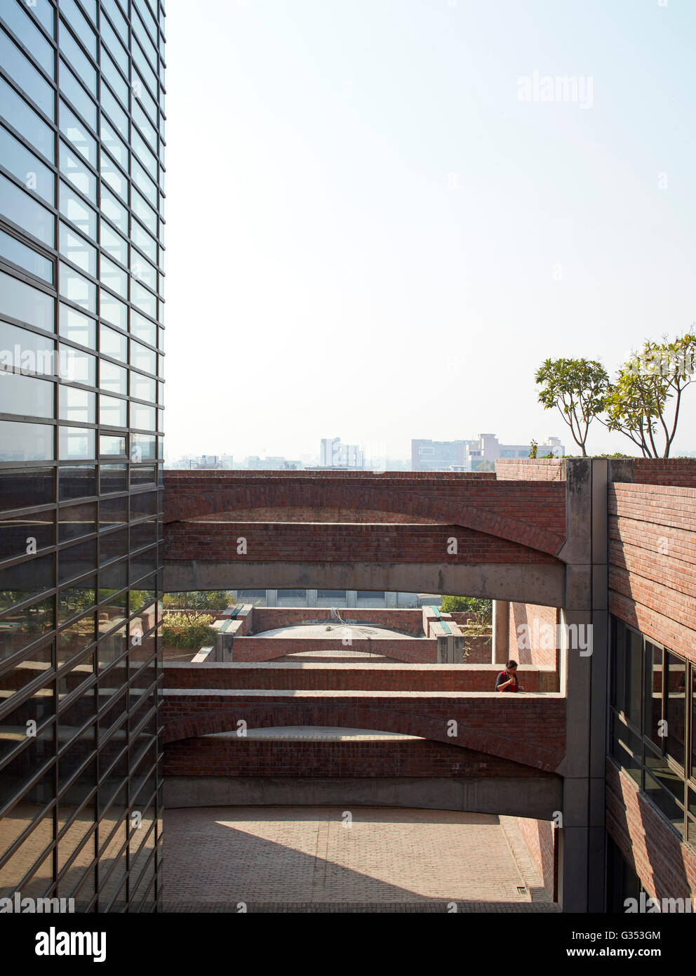 Courtyard void between blocks. TrIburg HQ, Gurgaon, India. Architect ...