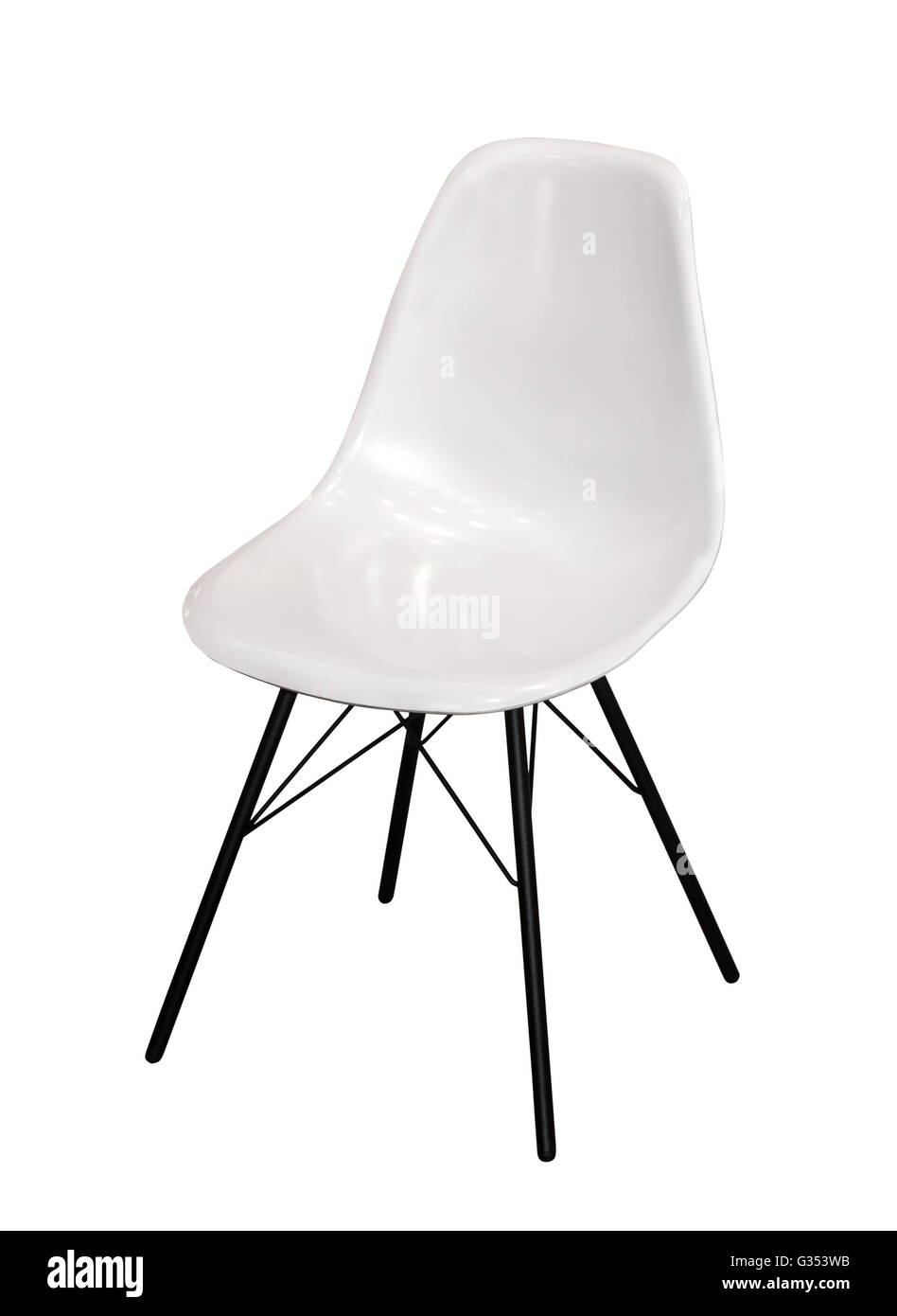 White plastic modern chair isolated Stock Photo - Alamy