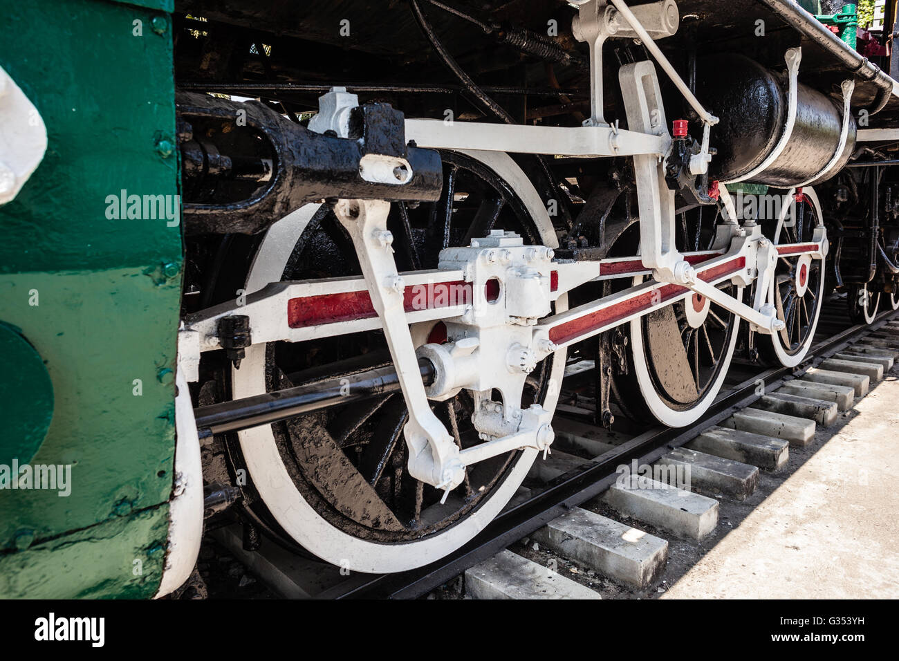 an ancient steam engine locomotive in kanchanaburi, Thailand, near the ...