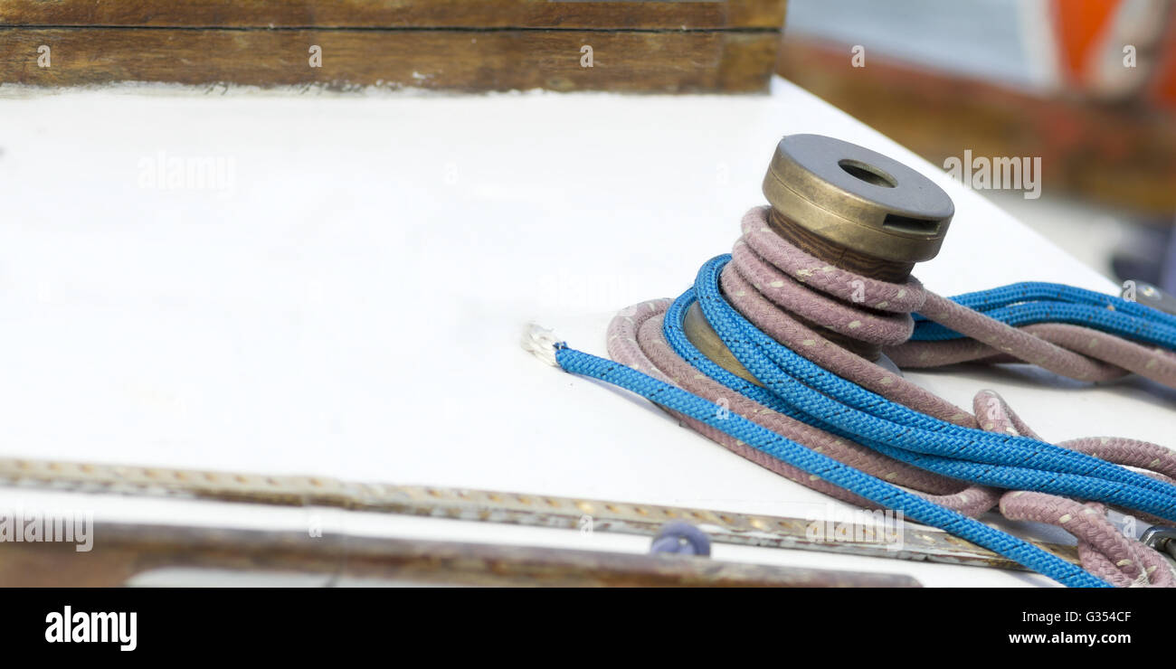 Old sailing boat equipment, detailed photo Stock Photo - Alamy