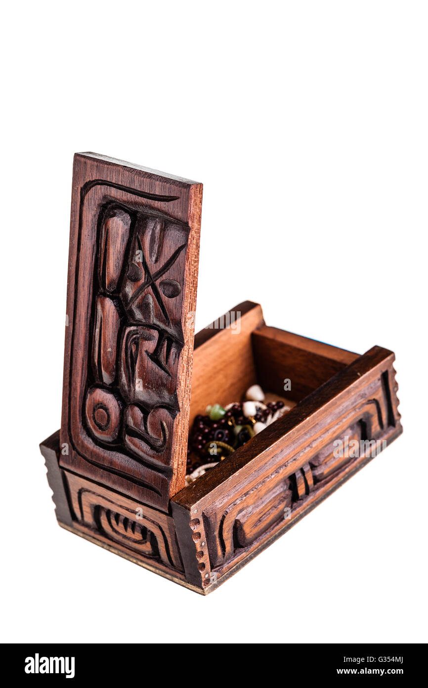 a beautiful wooden casket or box isolated over a white background Stock ...