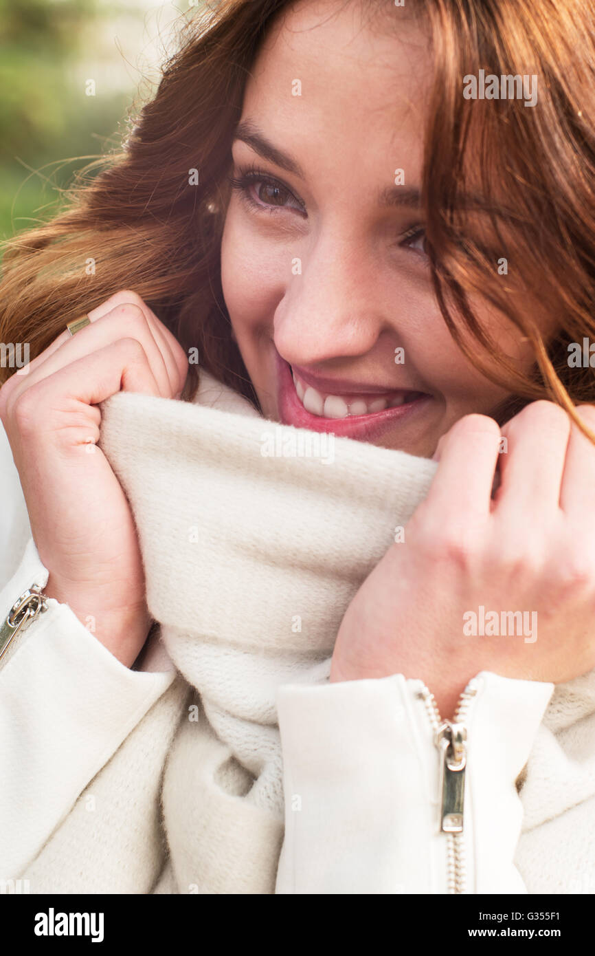 Smiling happy girl portrait, autumn outdoor Stock Photo - Alamy