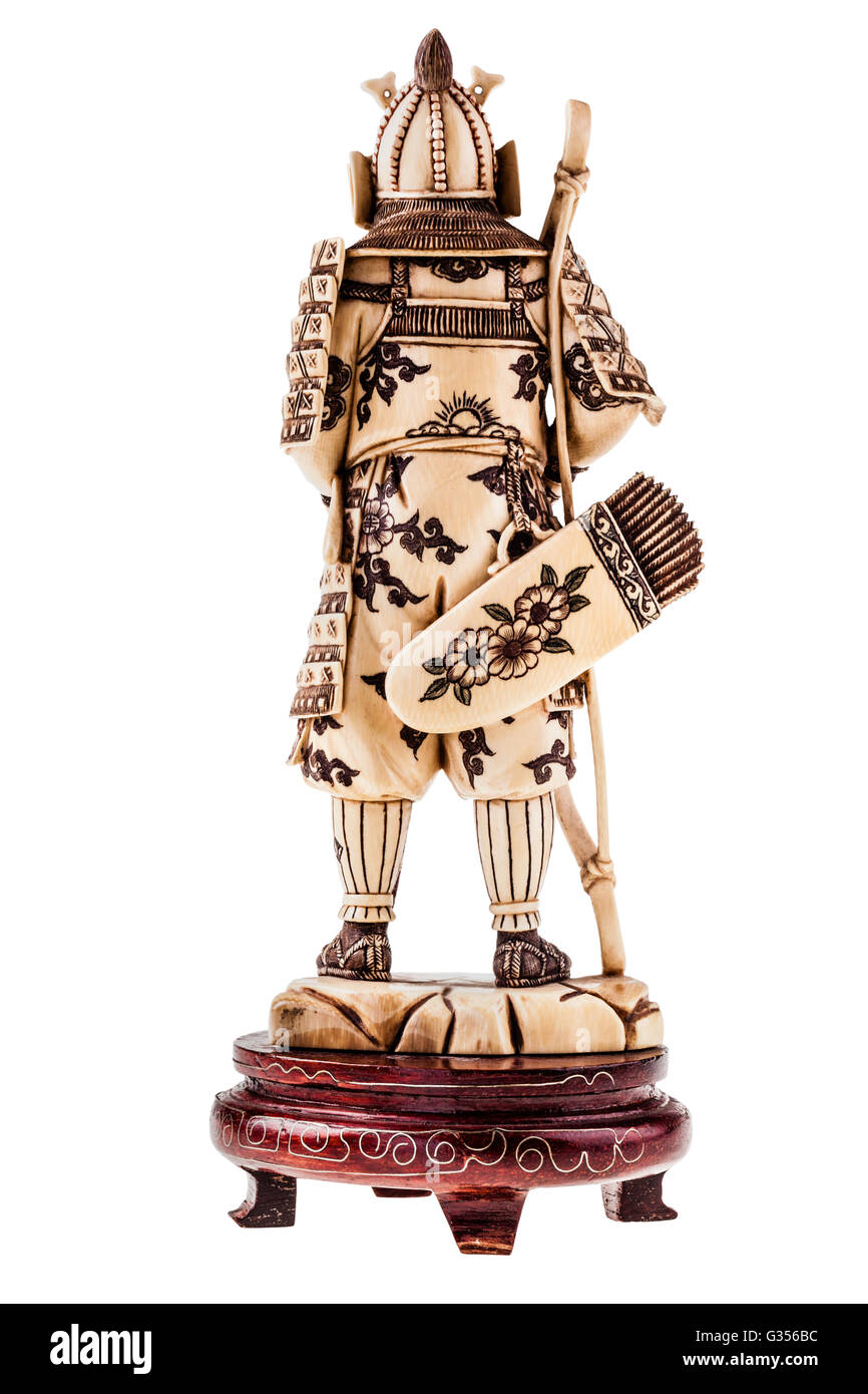 an ancient precious ivory japanese samurai warrior figurine isolated ...