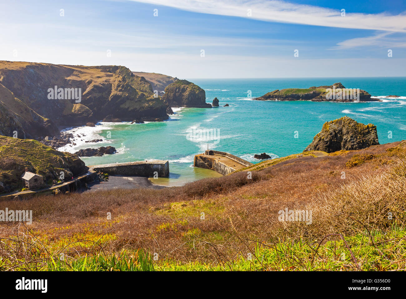 Overlooking Mullion Cove Cornwall England UK Europe Stock Photo - Alamy