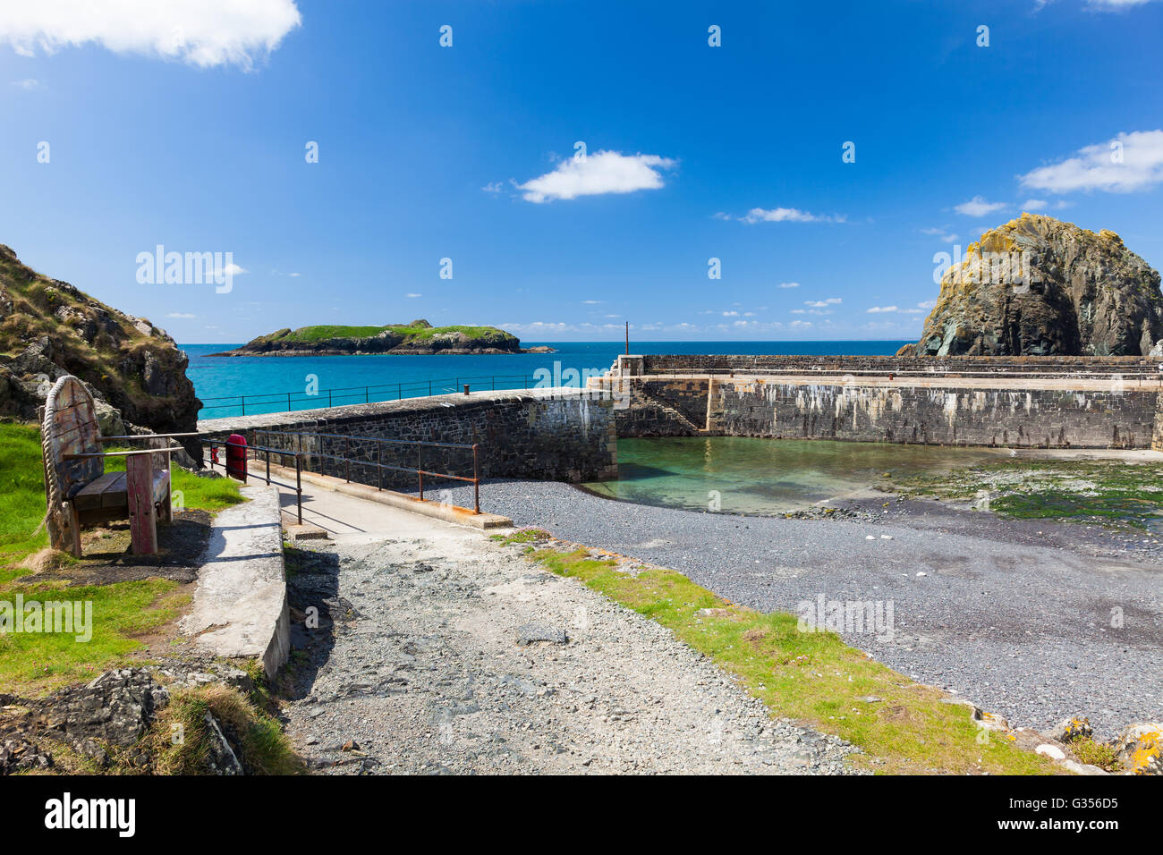 Historic harbour at Mullion Cove in Mounts Bay Cornwall England UK ...