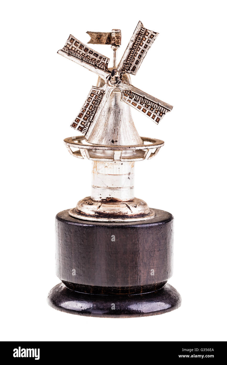 a silver windmill miniature isolated over a white background Stock ...