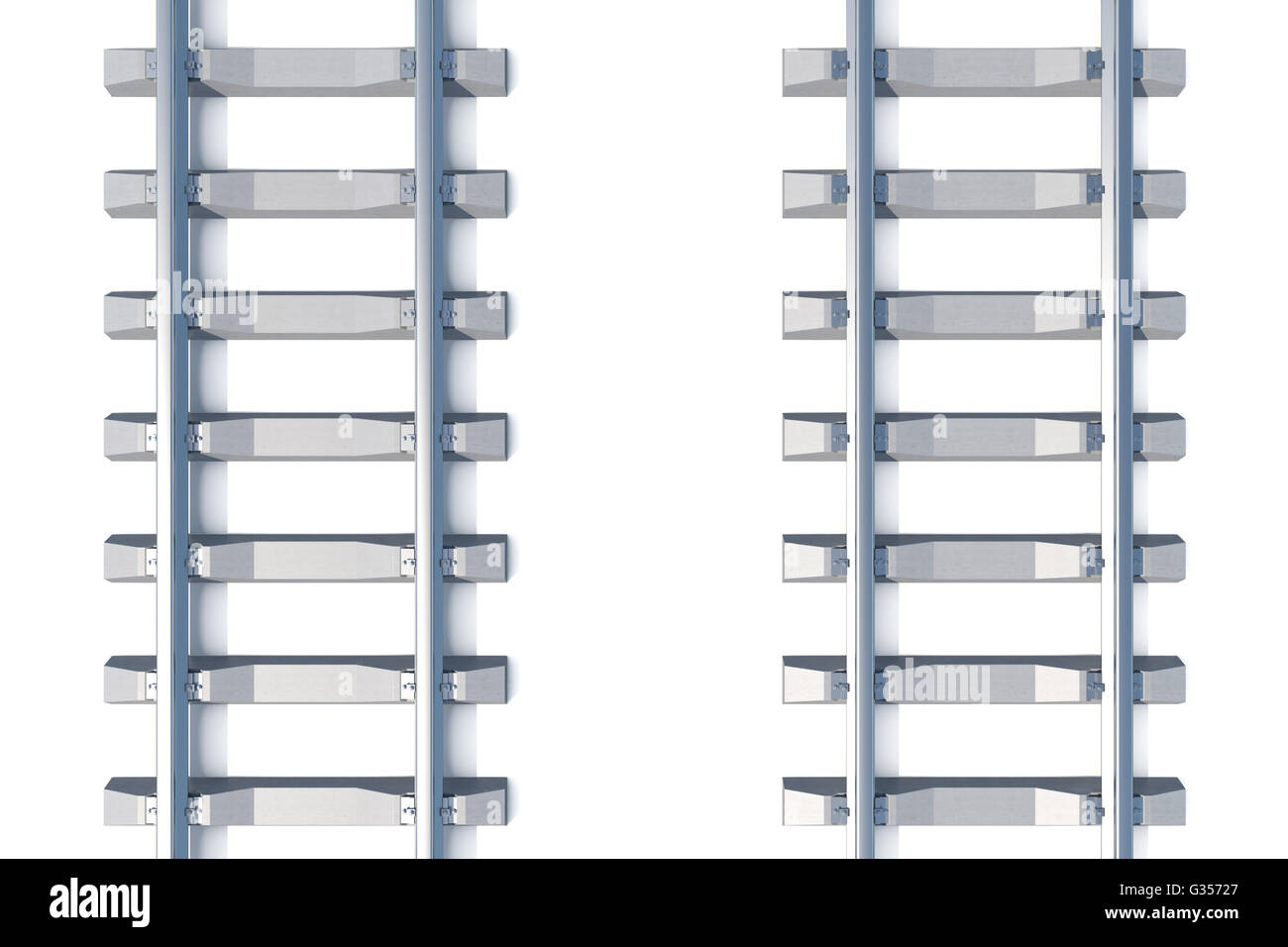 Railway horizontal top view on white background. 3d illustration Stock ...