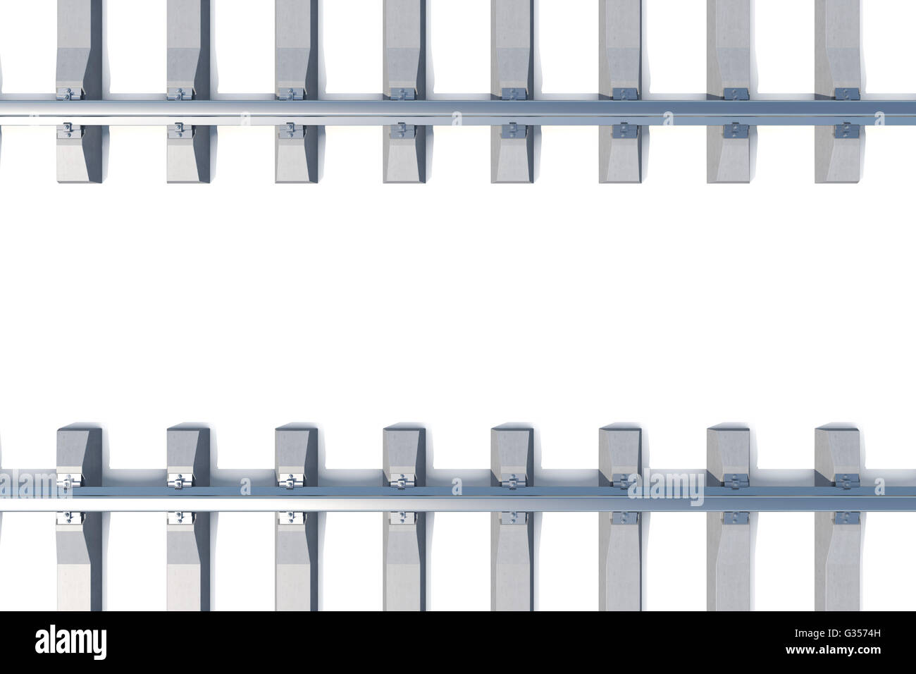 Railway horizontal top view on white background. 3d illustration Stock ...