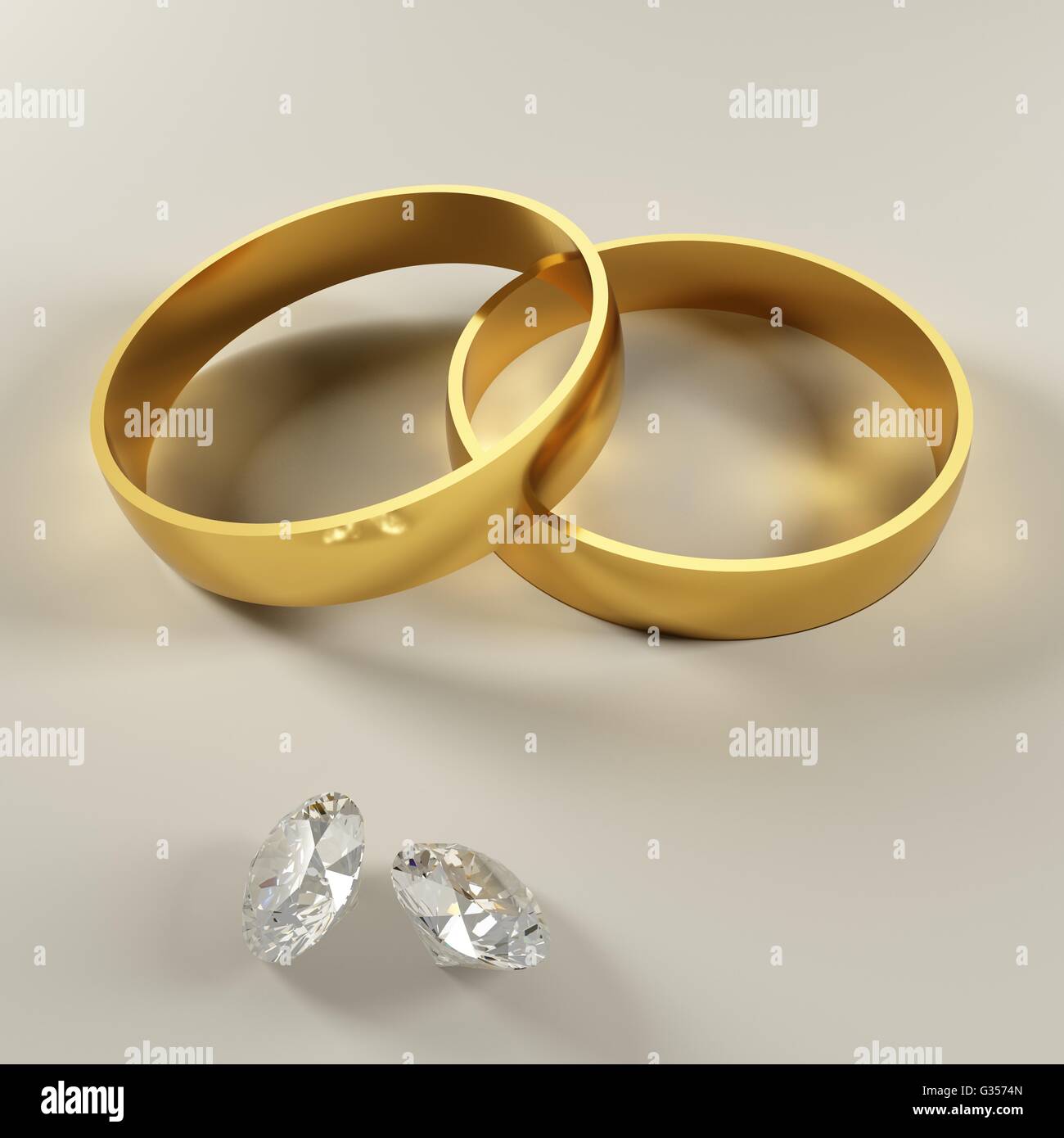 Two golden rings and two diamonds Stock Photo - Alamy