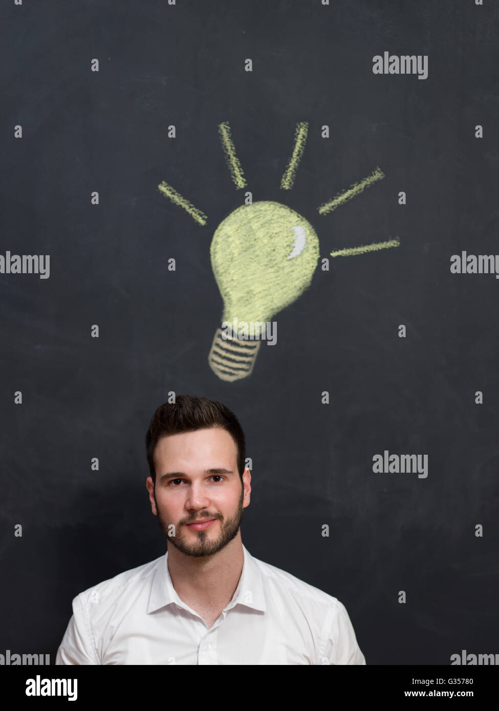 man with drawing lamp, idea concept Stock Photo - Alamy