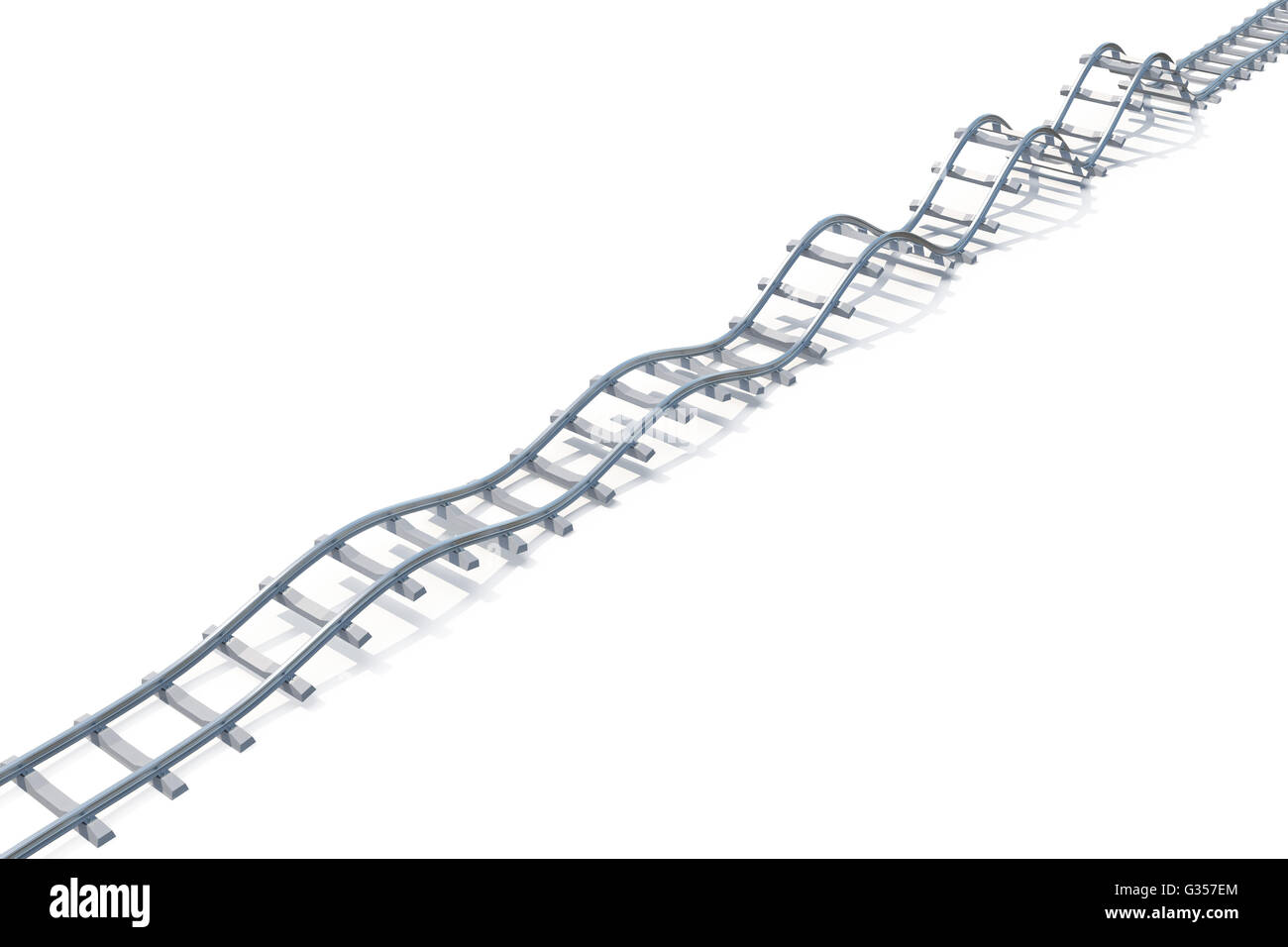 Wave railroad aerial view isolated on white background. 3d illustration ...