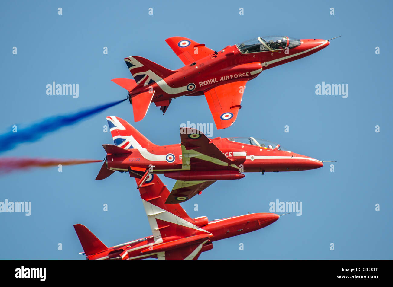 Red Arrows.The RAF aerobatic display team the Red Arrows performing ...