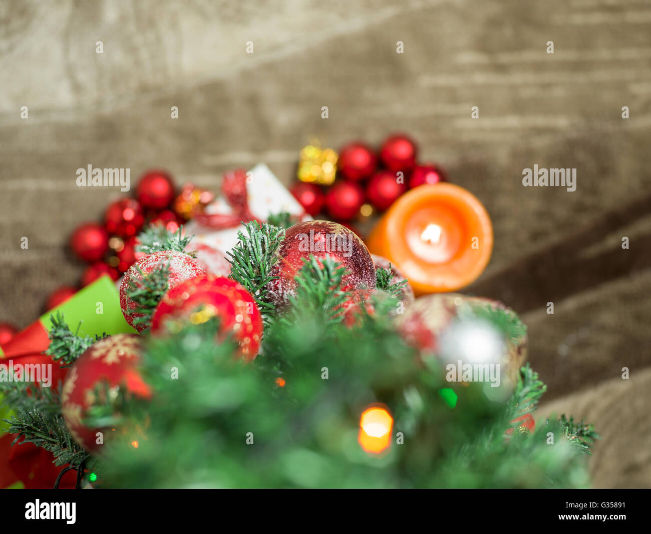 Holidays horizontal background with Christmas fir tree with red,gold ...