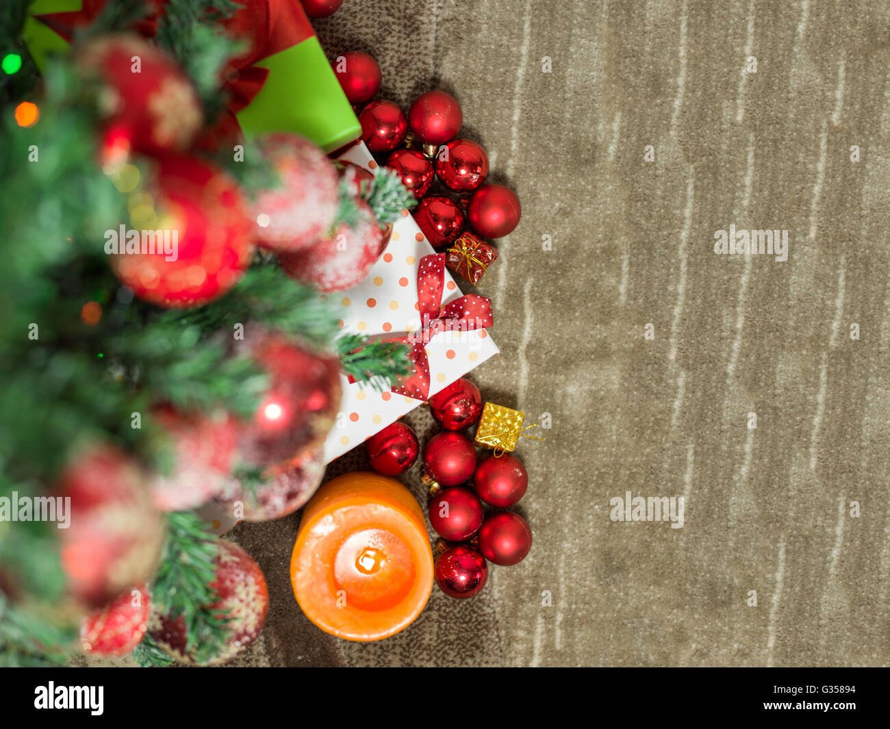 Holidays horizontal background with Christmas fir tree with red,gold ...