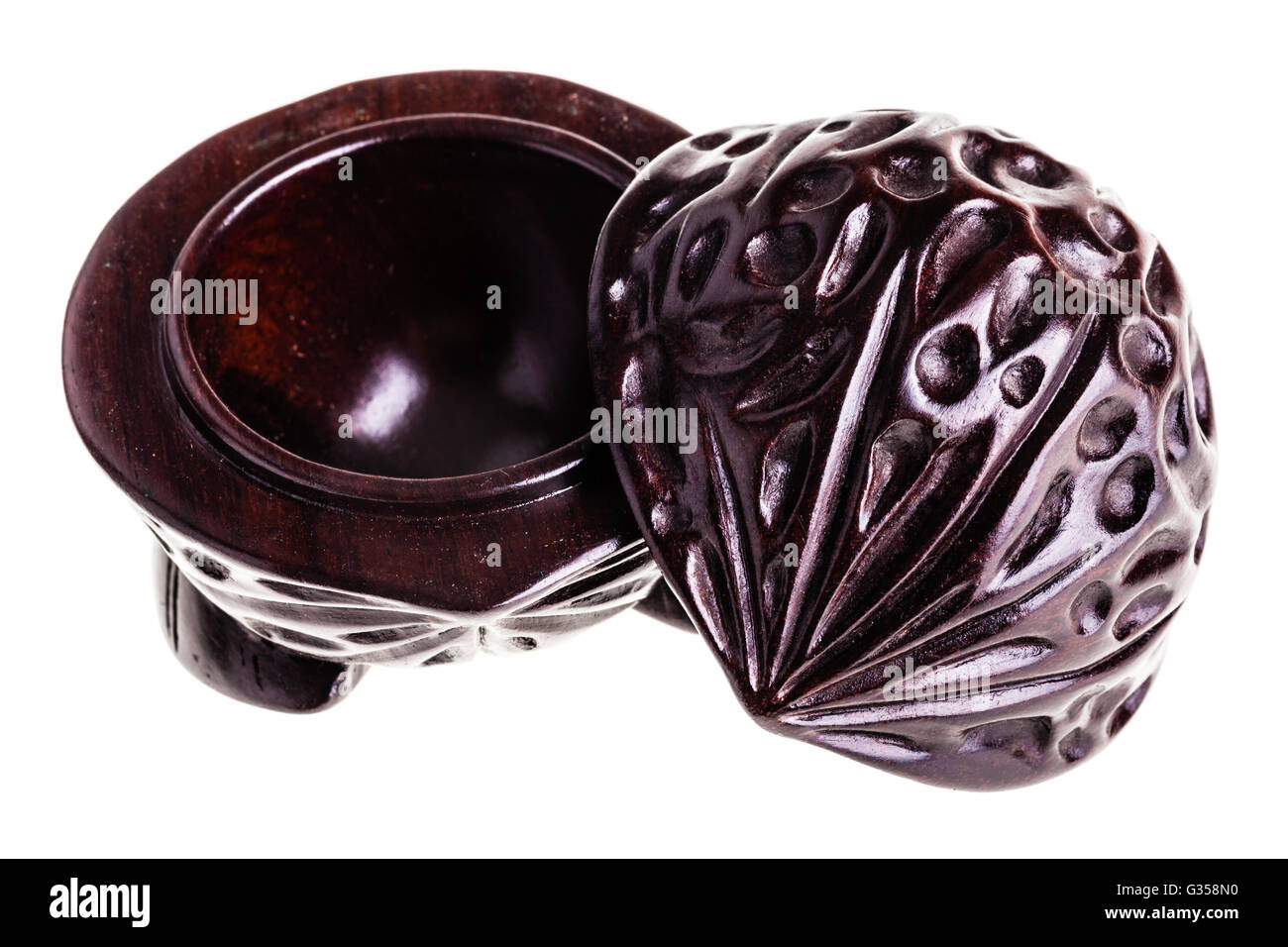 fine wood japanese carved casket isolated over a white background Stock ...