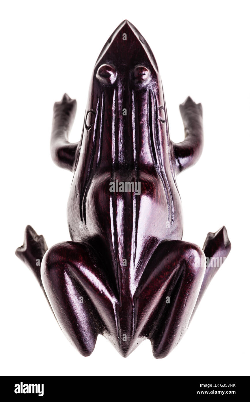 a wooden japanese frog figurine isolated over a white background Stock ...