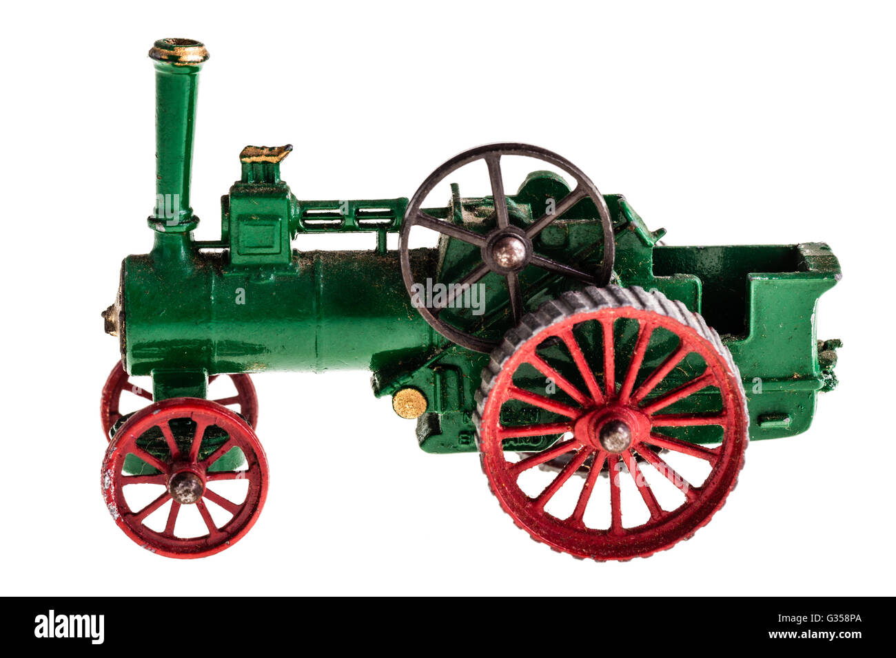 a metal model of a steam tractor isolated over a white background Stock ...