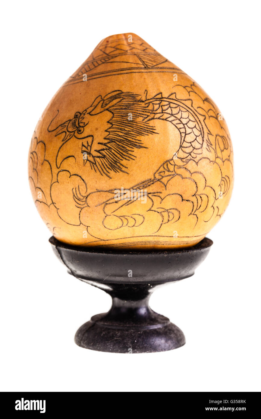 a painted japanese ancient gourd isolated over a white background Stock ...