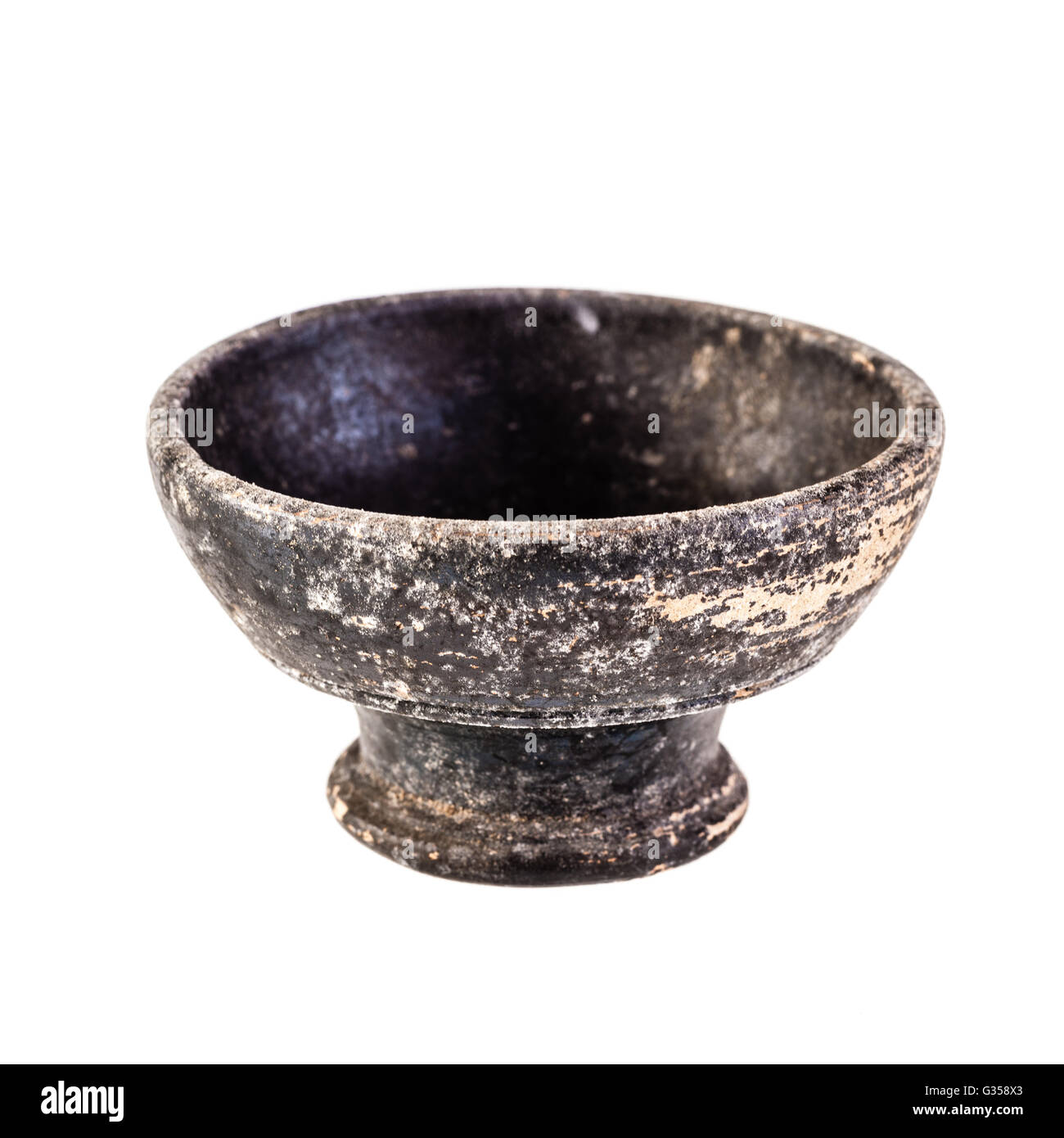 Apulian black pottery ancient canosan bowl isolated over a white ...