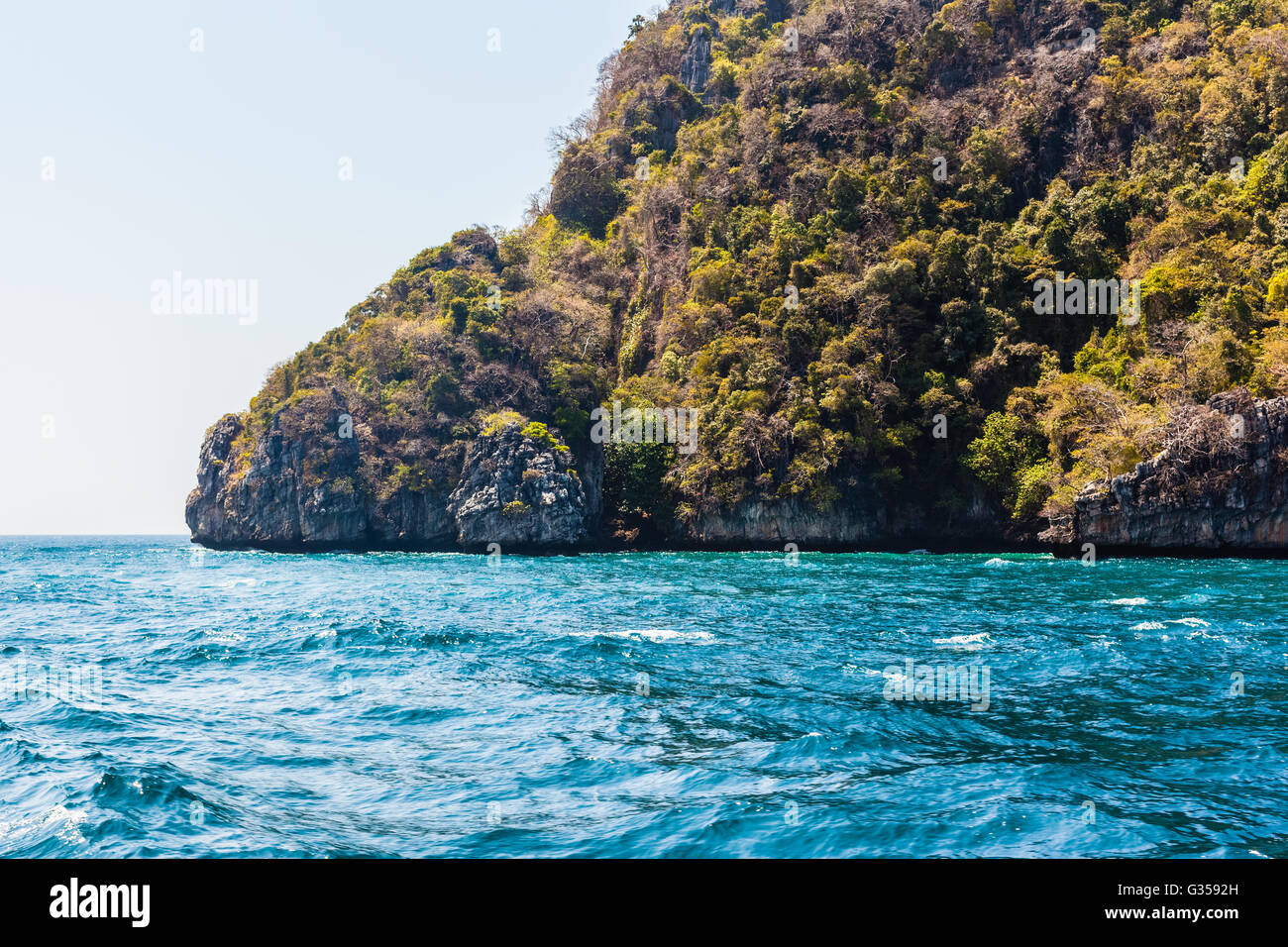 The majestic cliffs of Phi Phi Island tropical paradise, Thailand, in ...