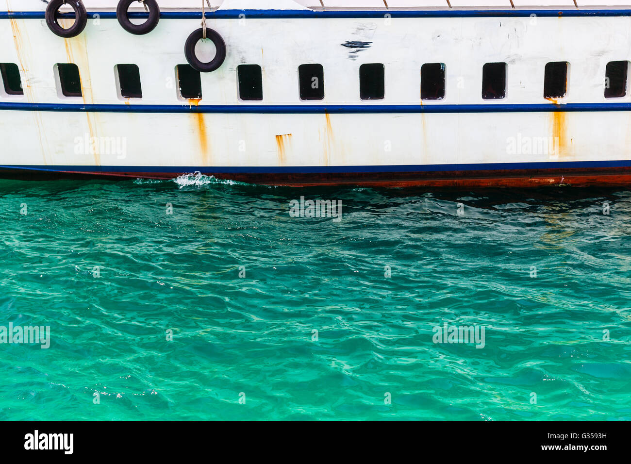 detail of the side of a rusty old ferry boat Stock Photo - Alamy