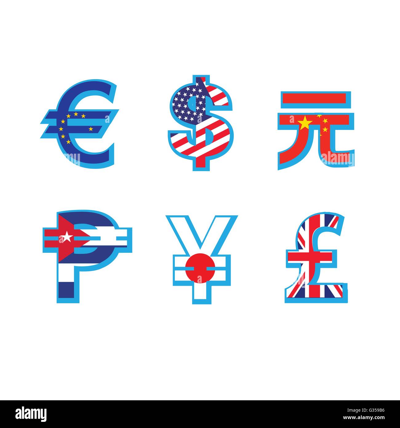 Set of currency symbols with flag Stock Vector Image & Art - Alamy