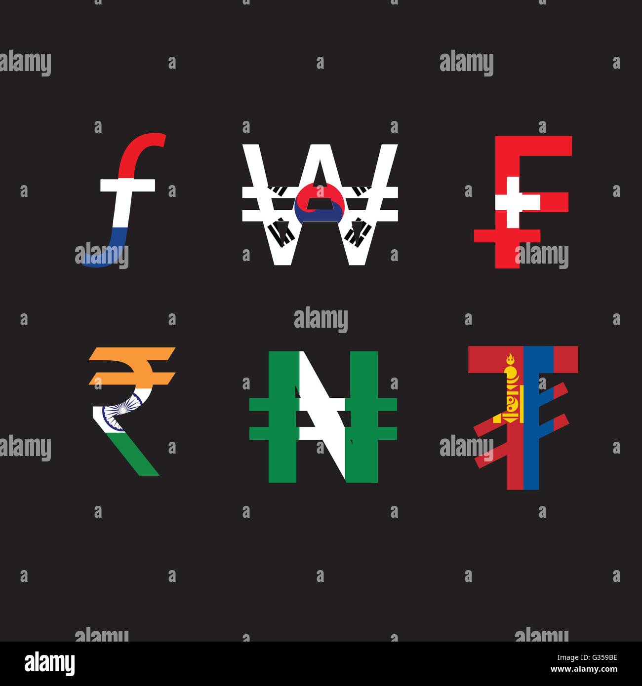 Set of currency symbols with flag Stock Vector Image & Art - Alamy