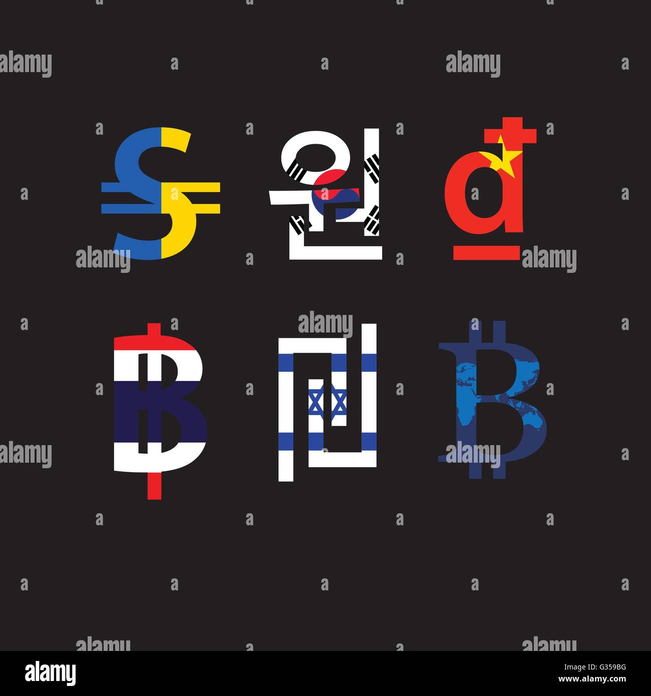 Set of currency symbols with flag Stock Vector Image & Art - Alamy