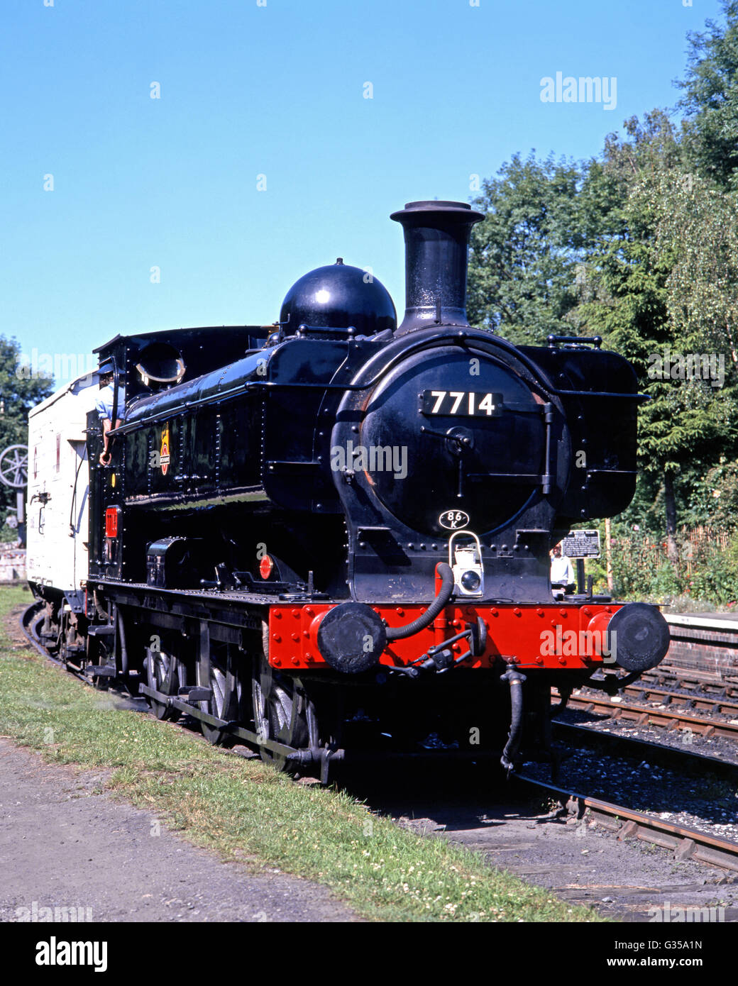 British Railways Class 0-6-0 pannier tank steam locomotive number 7714 ...