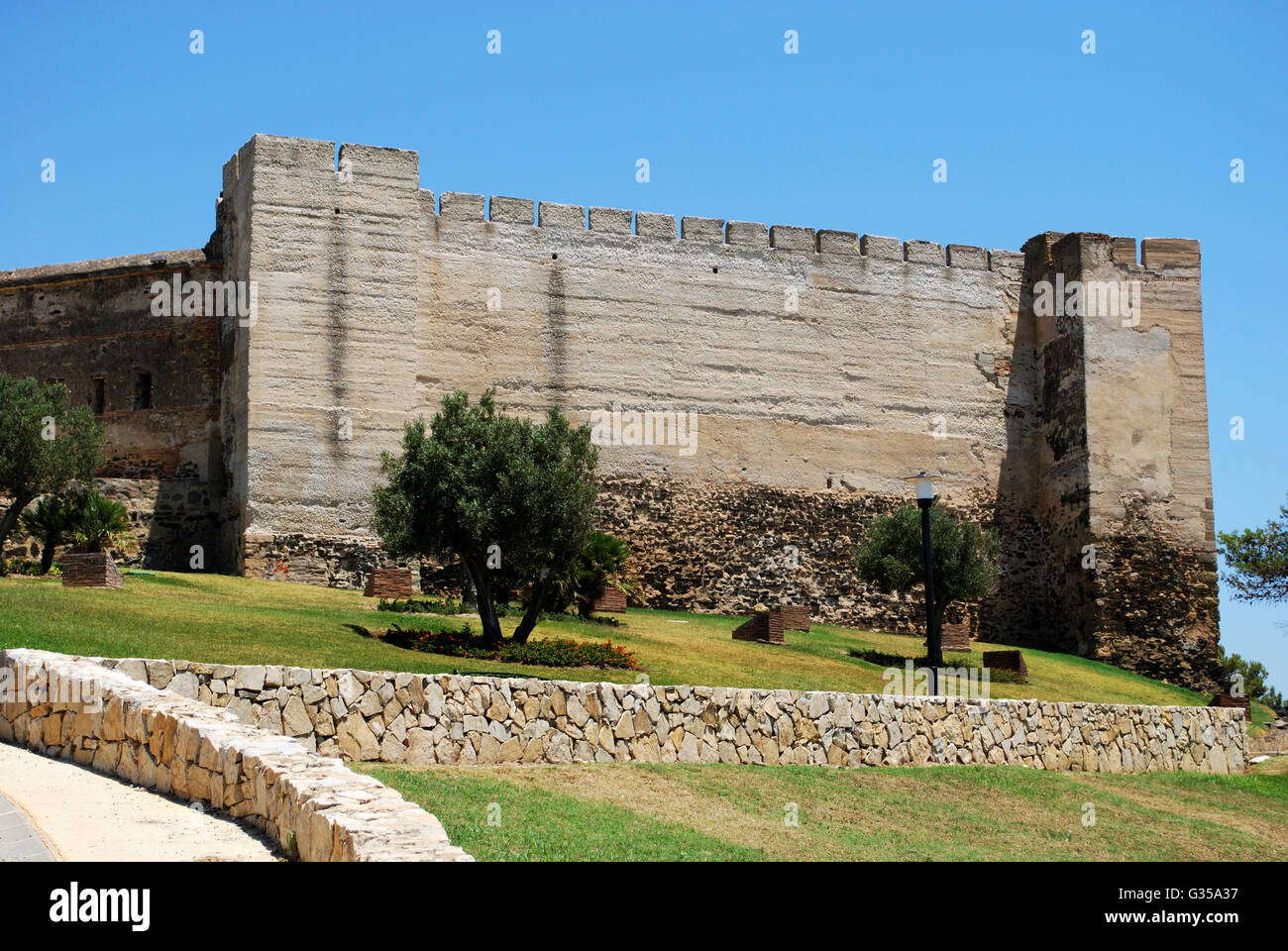 Sohail castle with the castle gardens in the foreground, Fuengirola ...