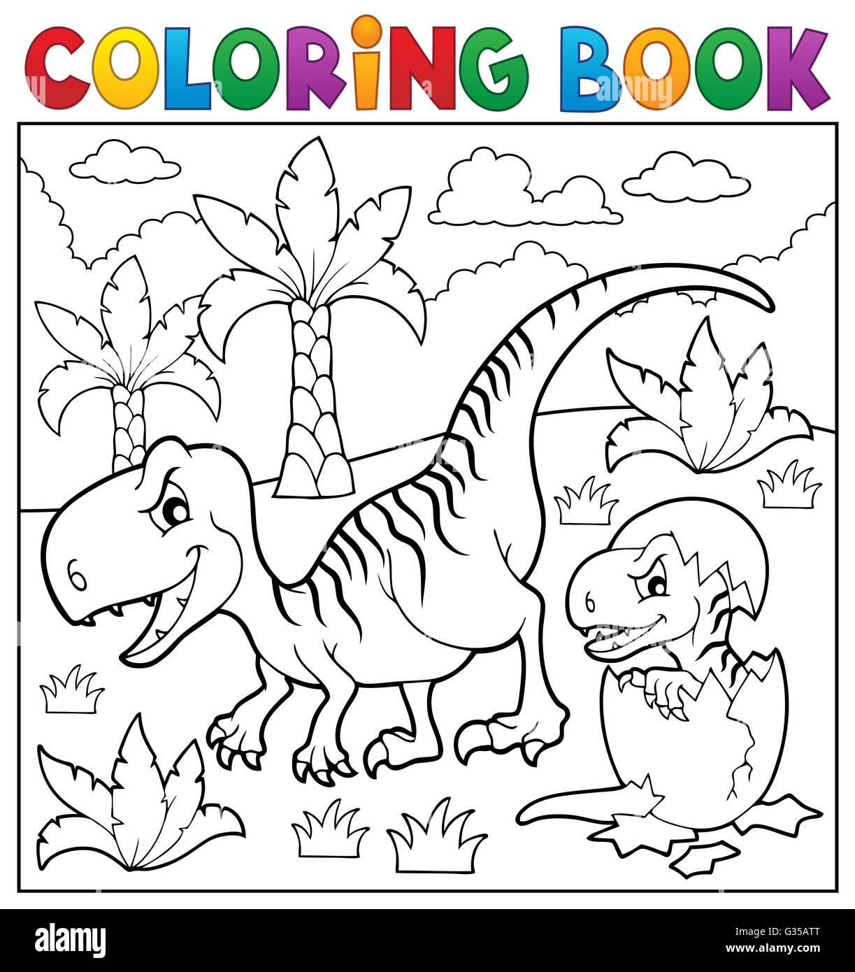 Coloring book dinosaur theme 9 - picture illustration Stock Photo - Alamy