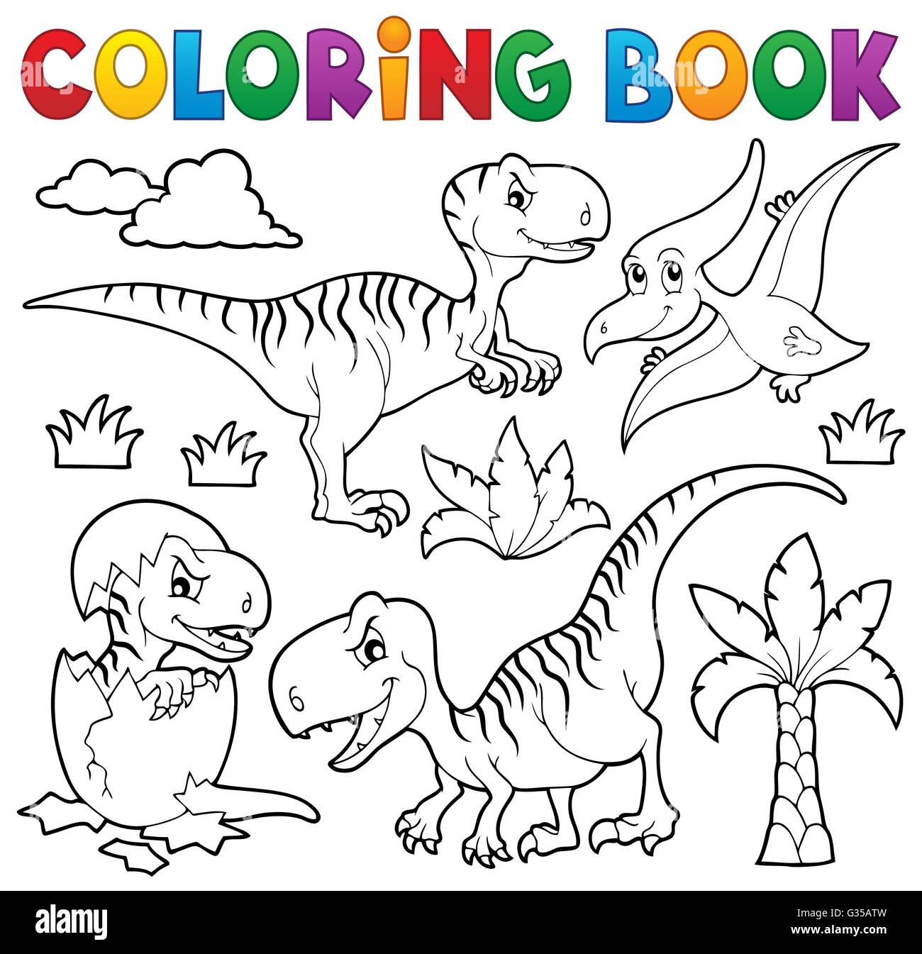 Coloring book dinosaur theme 8 - picture illustration Stock Photo - Alamy