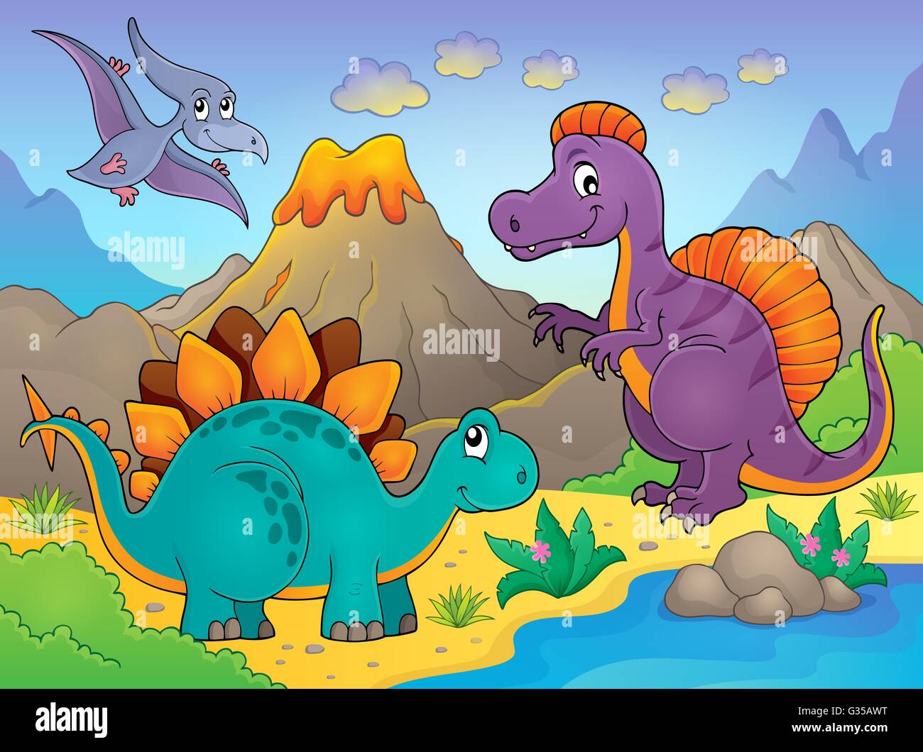 Dinosaur topic image 5 - picture illustration Stock Photo - Alamy