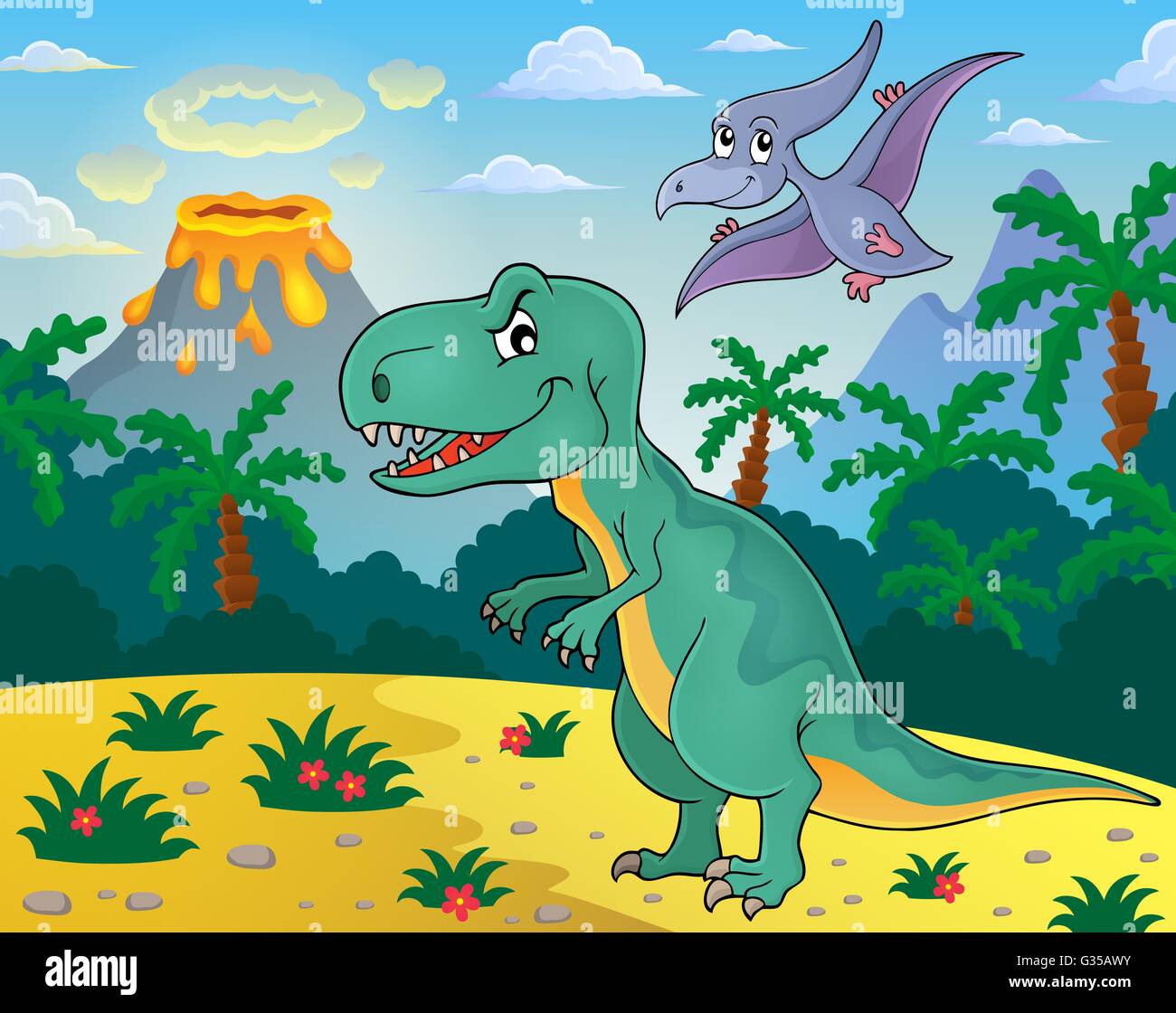 Dinosaur topic image 7 - picture illustration Stock Photo - Alamy