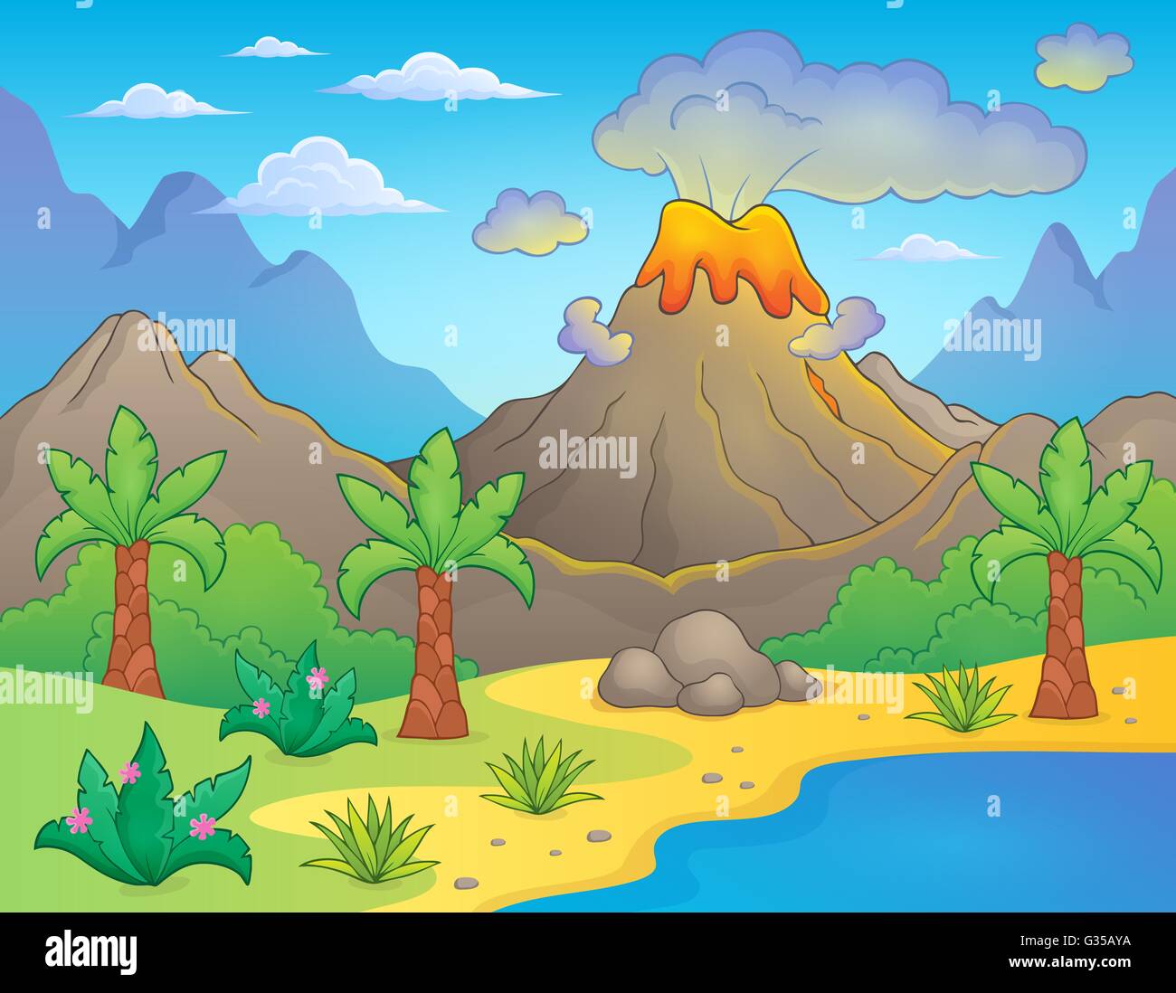 Prehistoric theme landscape 1 - picture illustration Stock Photo - Alamy