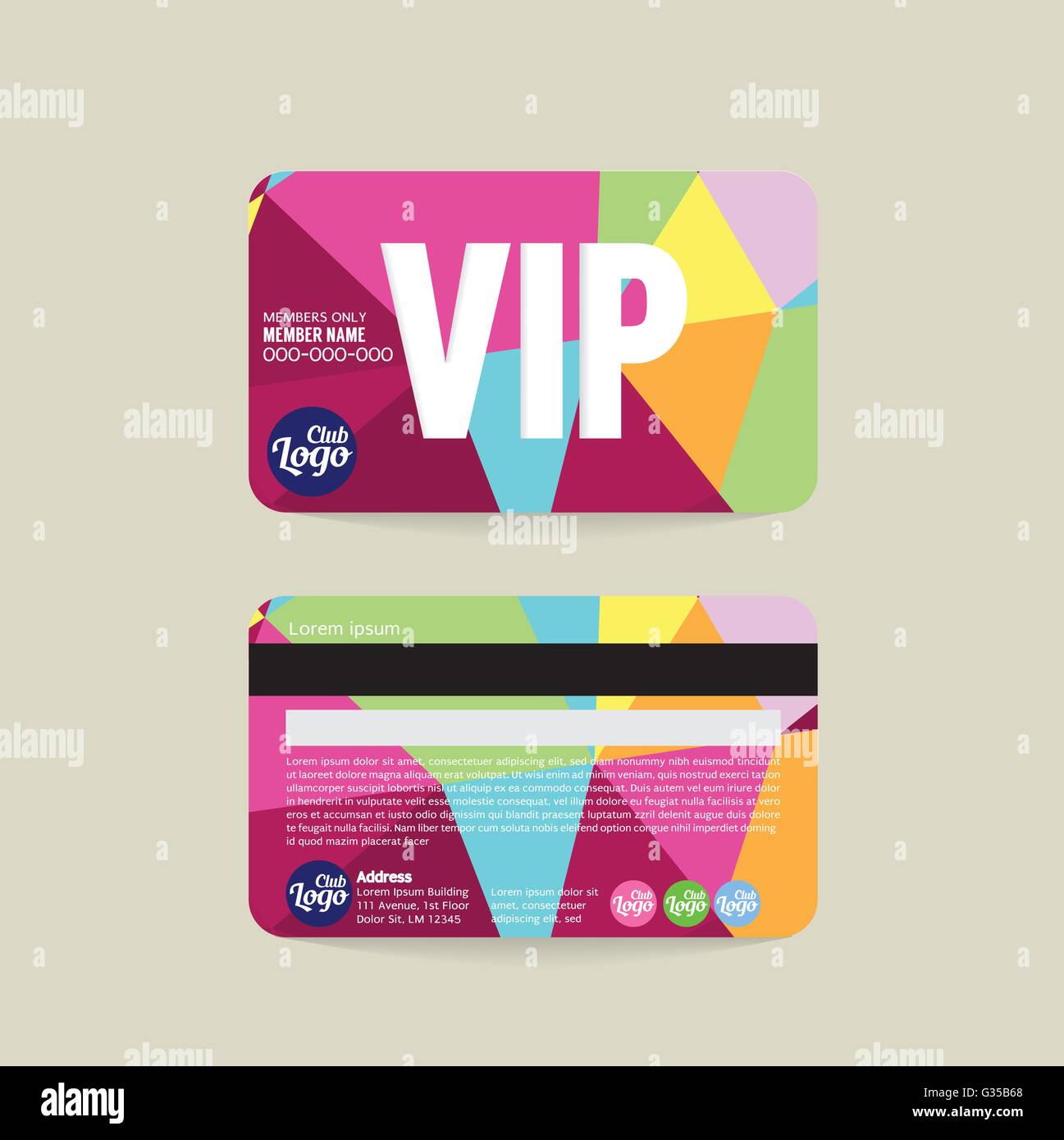 Front And Back VIP Member Card Template Vector Illustration Stock ...