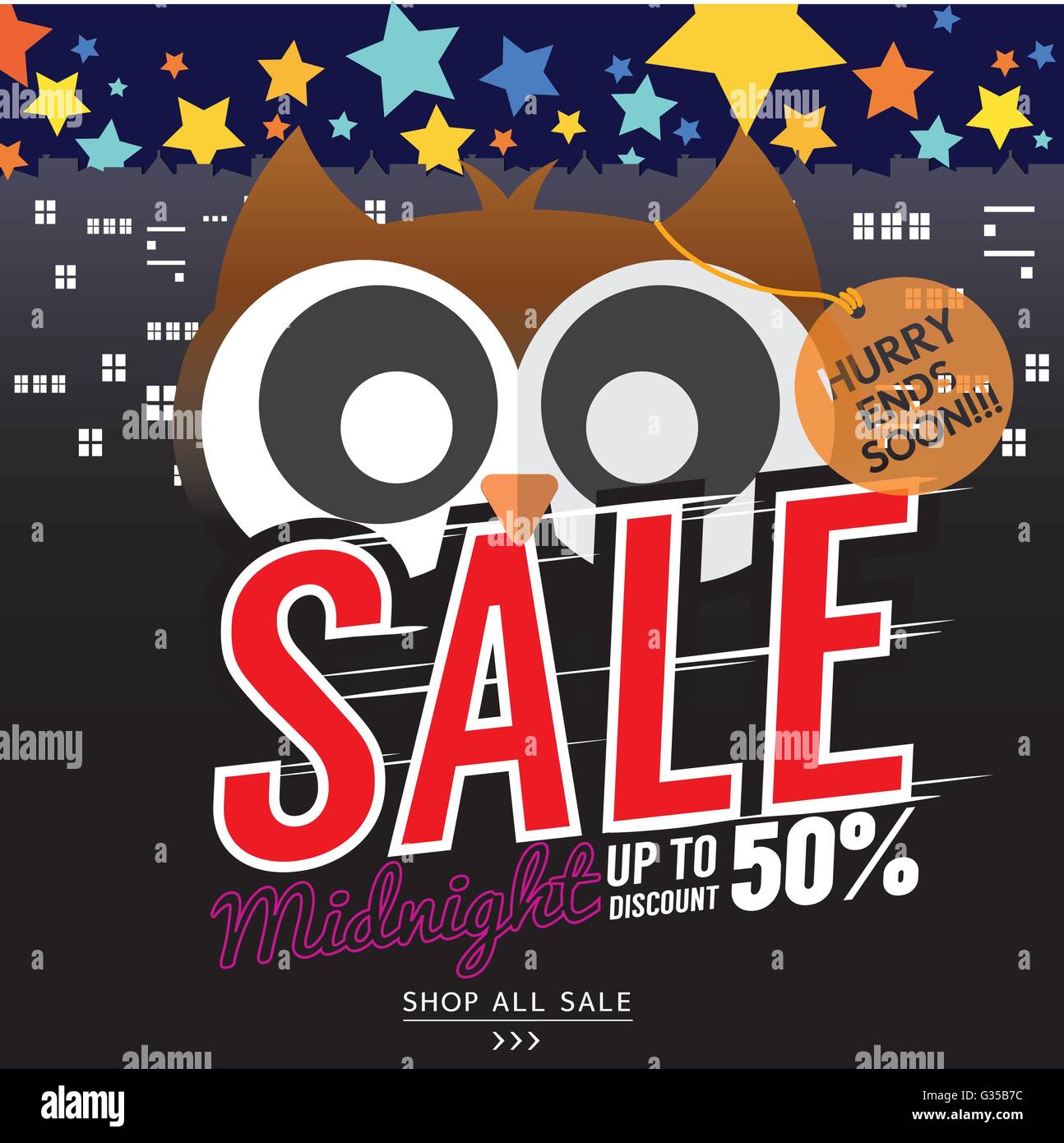 Midnight Sale Banner Vector Illustration Stock Vector Image & Art - Alamy