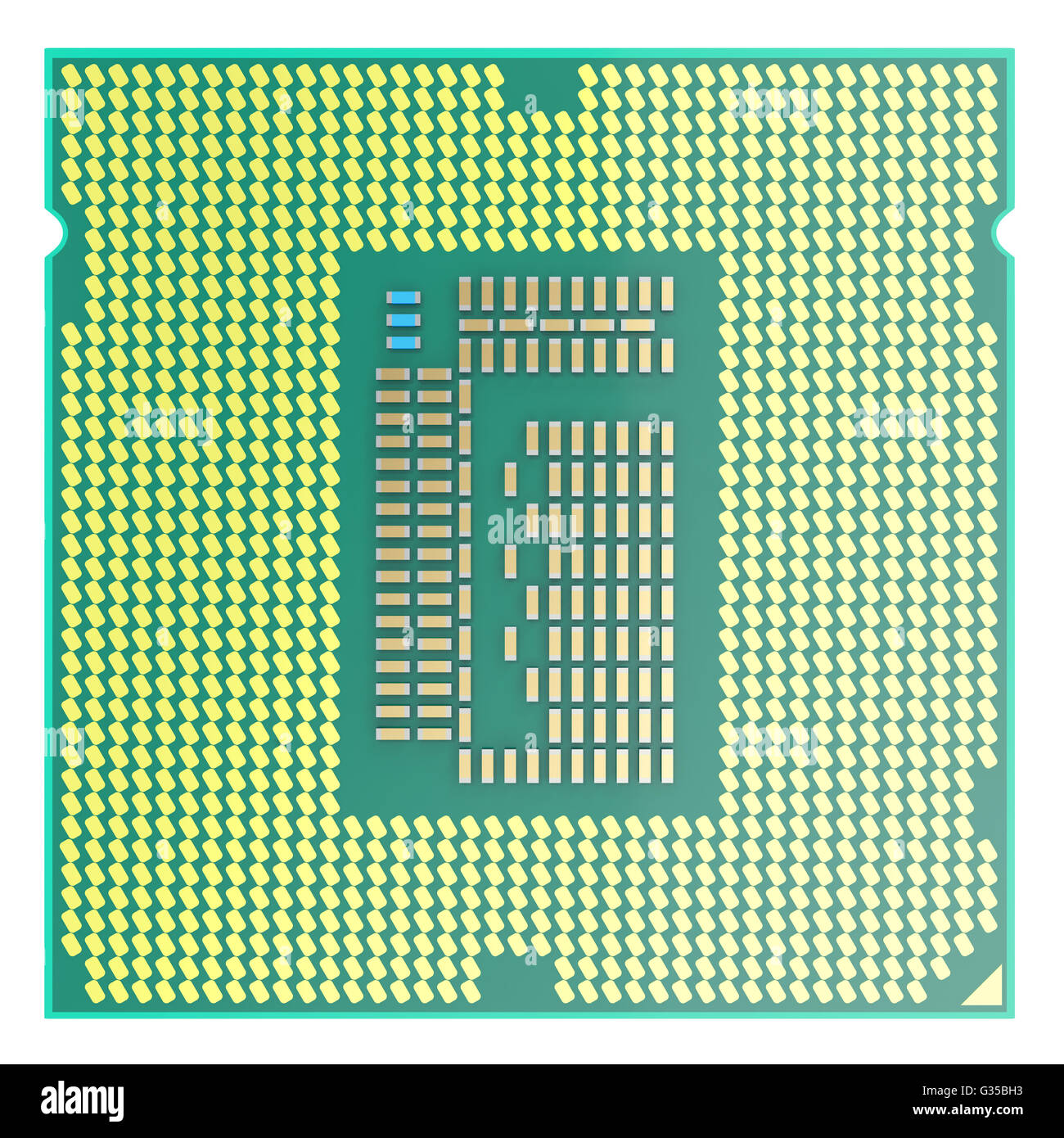 CPU chip, central processor unit, top view isolated on white background ...