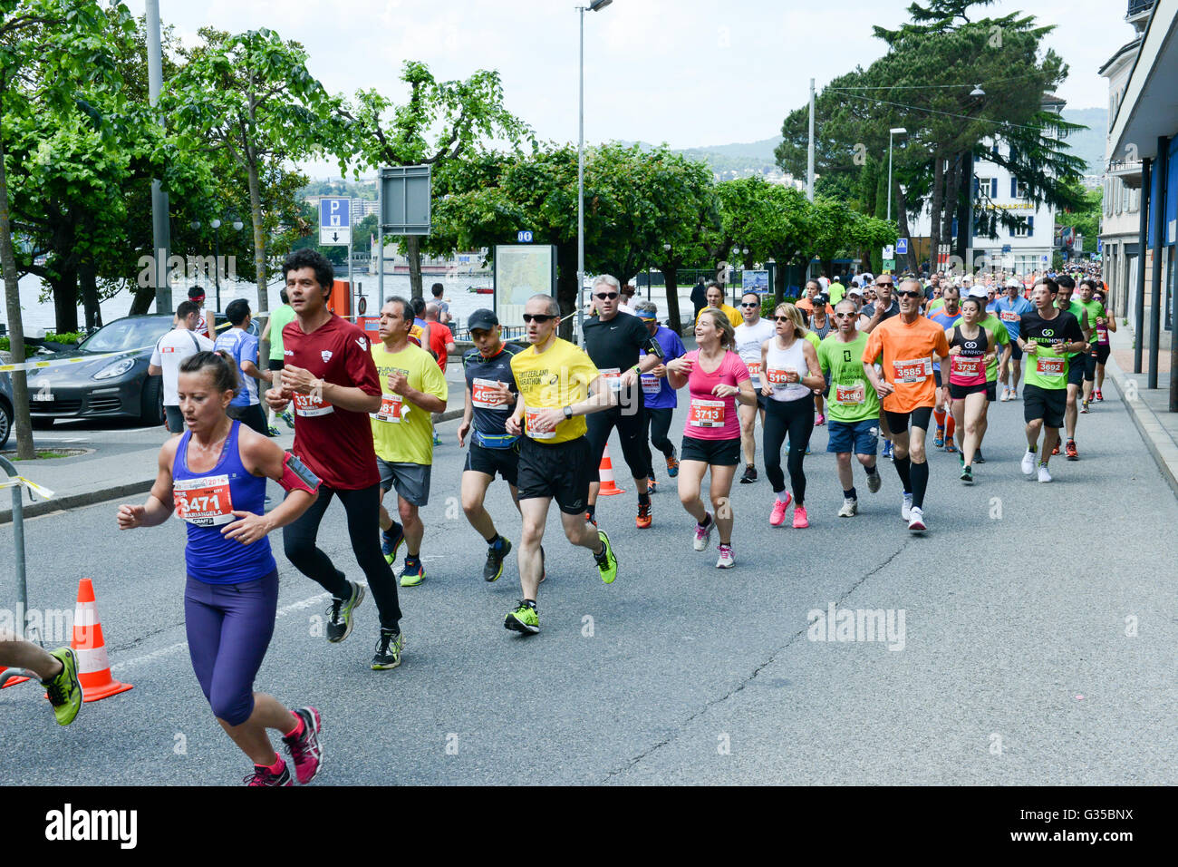 Lugano, Switzerland - 22 may 2016: People running the race of ...