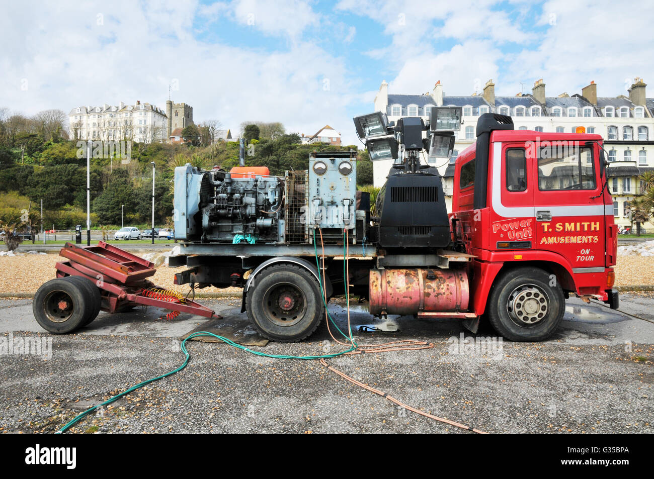 Lorry carrying huge generator Stock Photo - Alamy