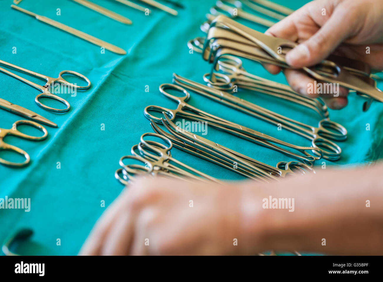 surgical instruments and tools including scalpels, forceps and tweezers ...